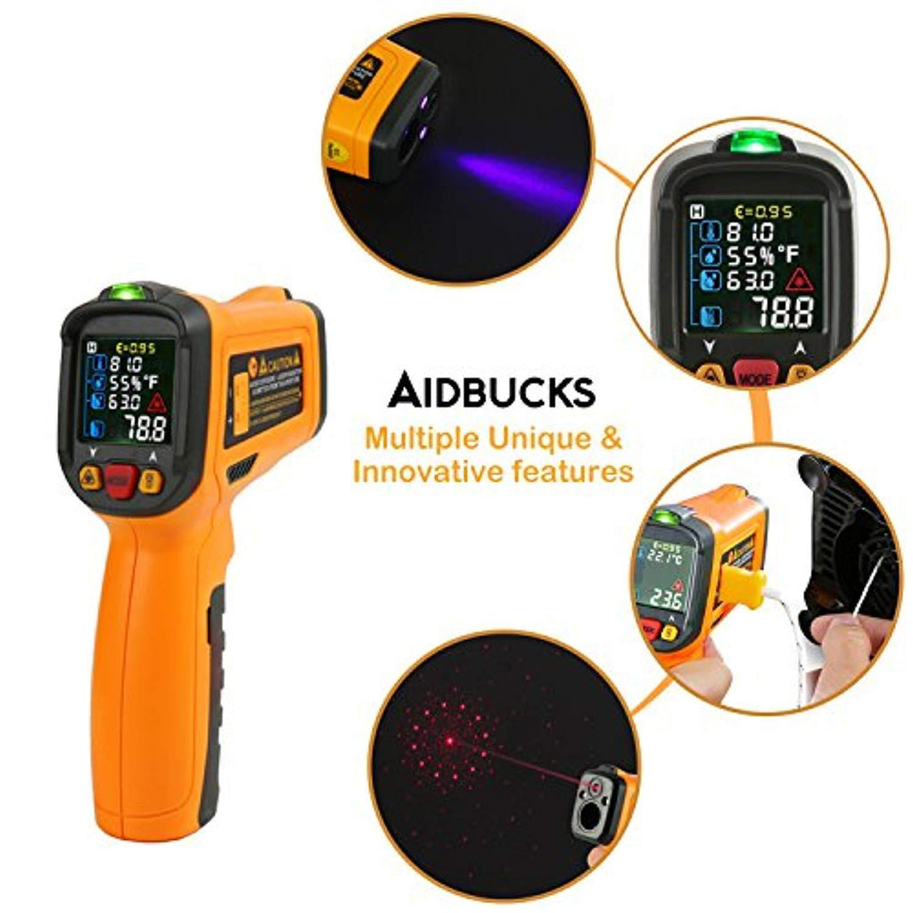 Infrared Thermometer AIDBUCKS AD6530D Digital Laser Non Contact Cookin ...